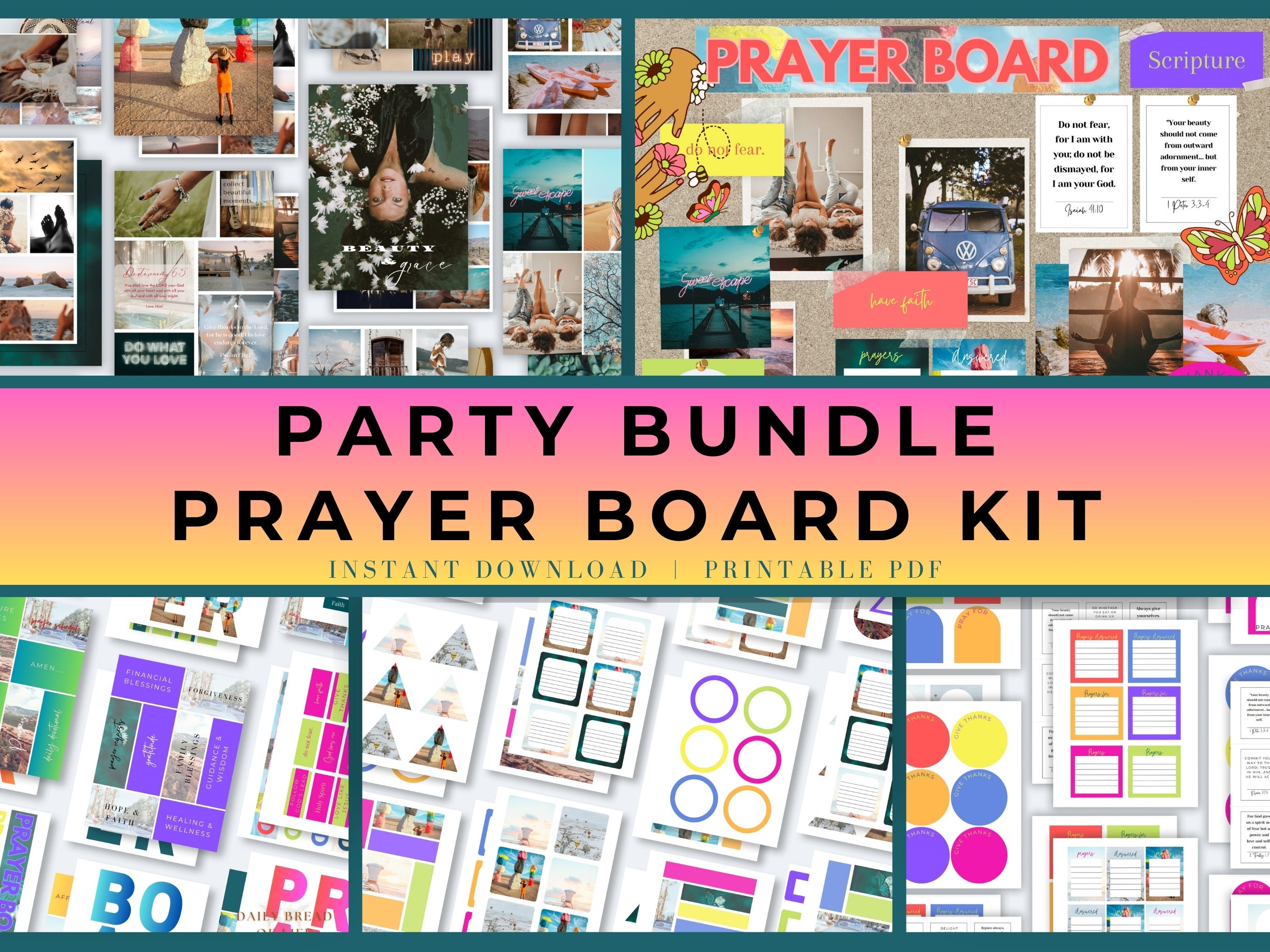 Prayer Party Kit, Prayer Board Bundle, Prayer Planner, Scripture Cards ...