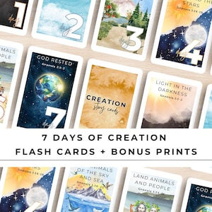7 Days of Creation Flash Cards: Genesis Bible Lesson (PDF Download - Etsy