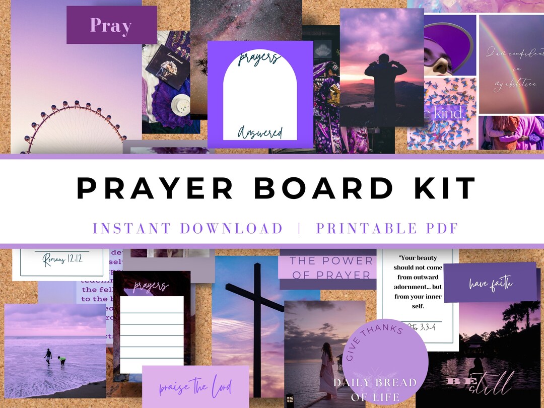 Prayer Board Kit Purple, Prayer Board Printables, Christian Wall ...