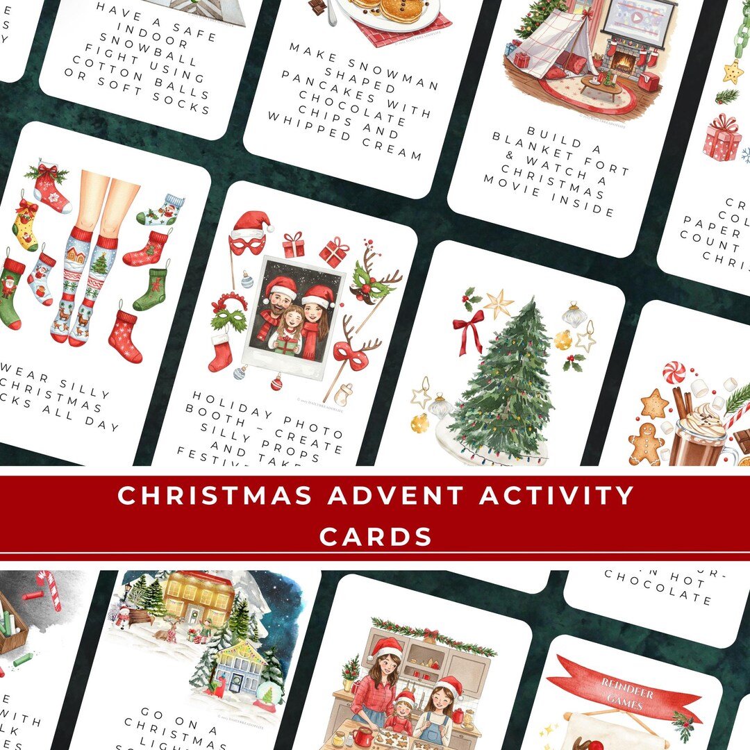 Christmas Advent Activity Cards: Family Holiday Countdown Printable ...