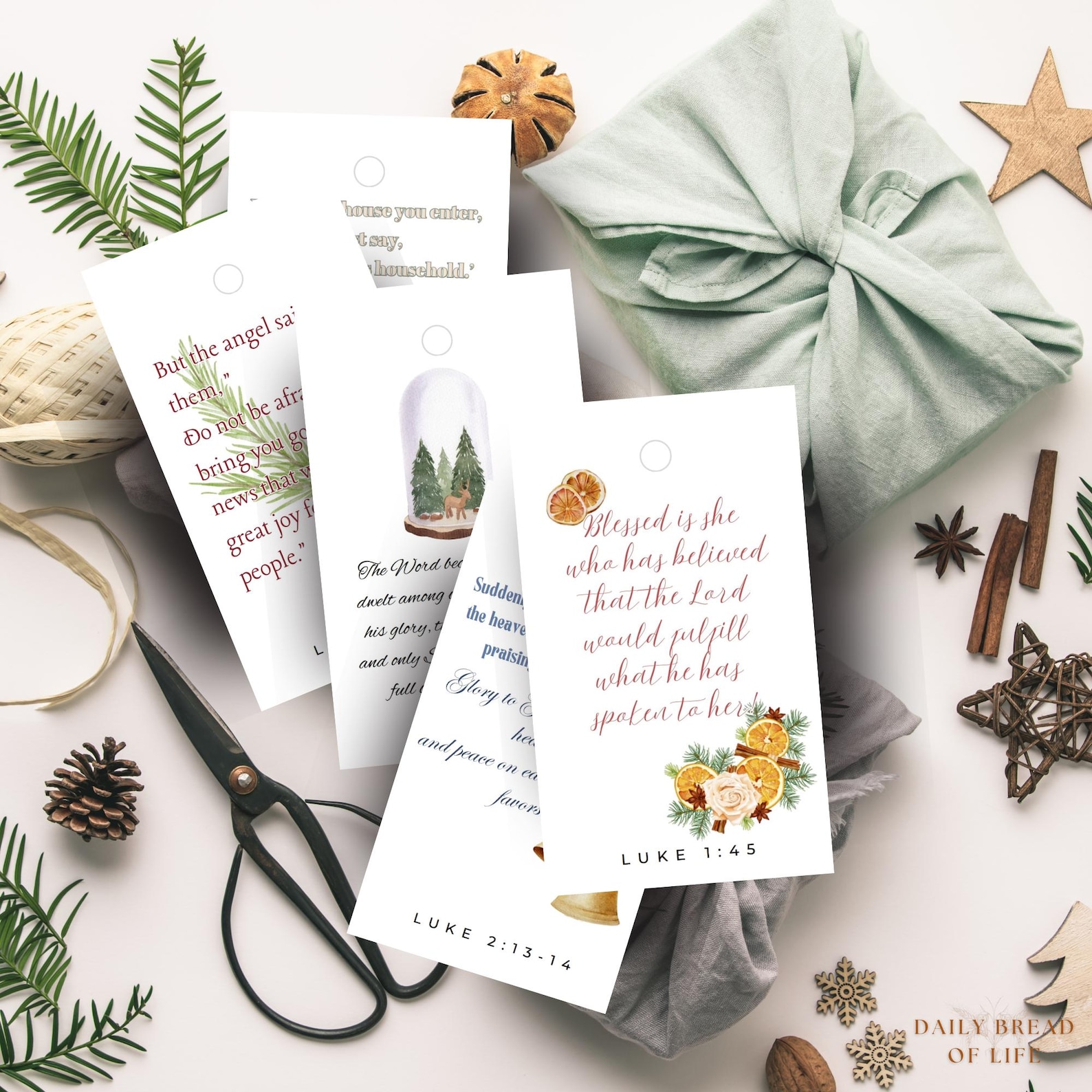 Christmas Scripture Gift Tags, Holiday Gift Tag, Bible Verse Tag ...