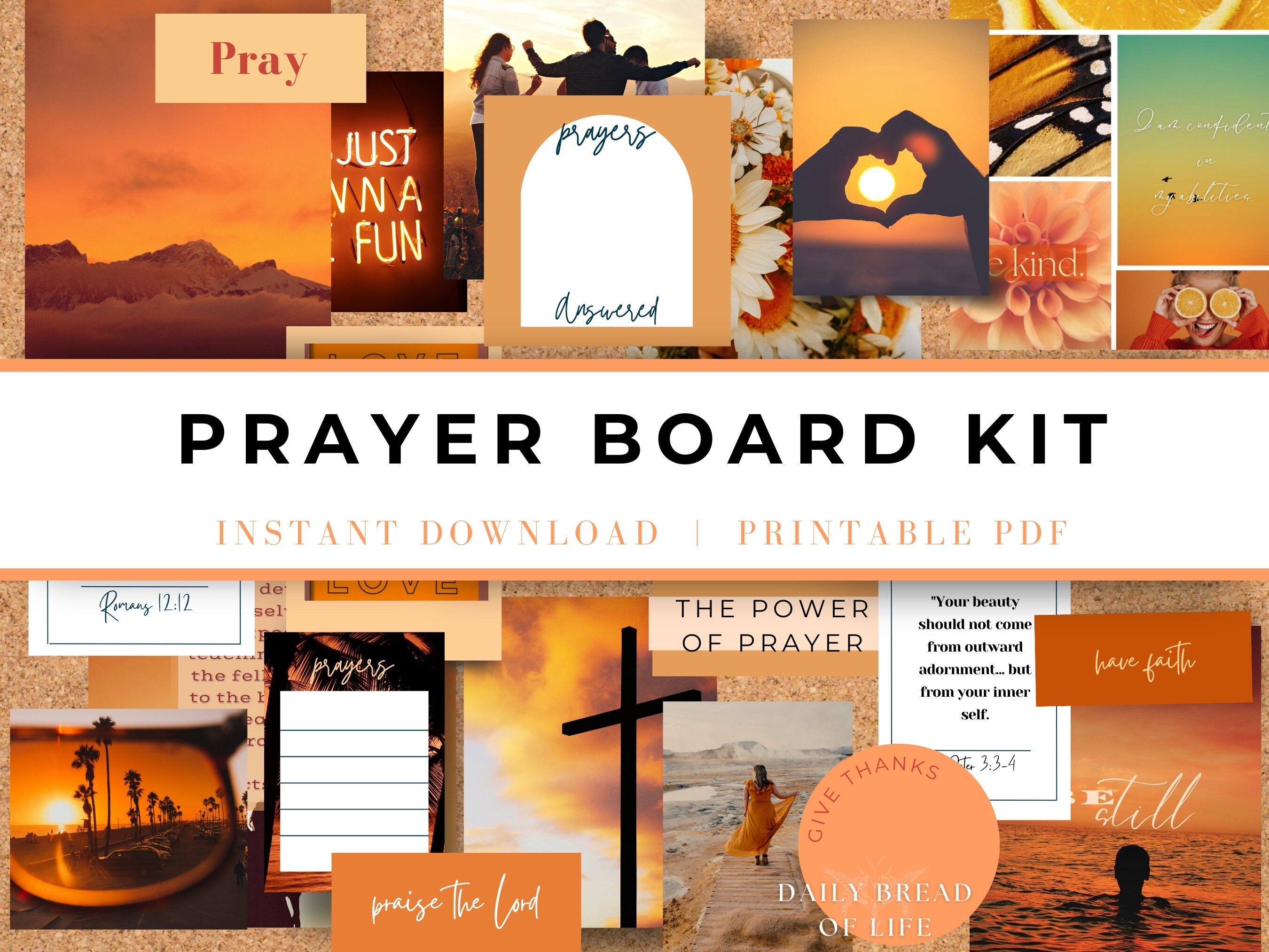 Prayer Board Template Mockup Printables, Prayer Board Kit Orange ...