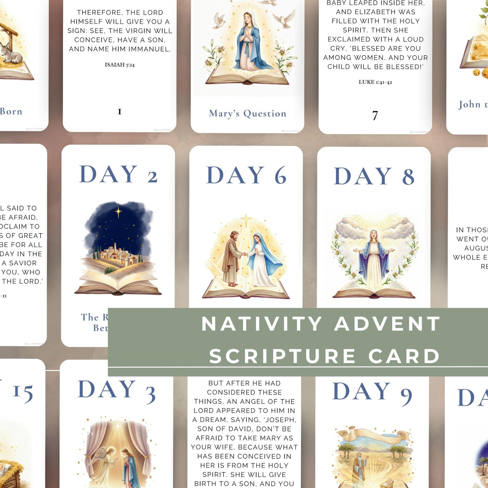 Nativity Story Advent Calendar Cards: Christian Christmas Countdown ...