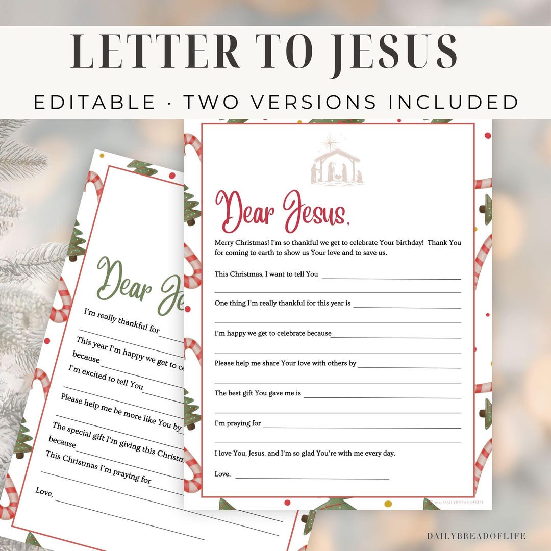 Editable Christmas Letter to Jesus: Christian Printable Activity for ...