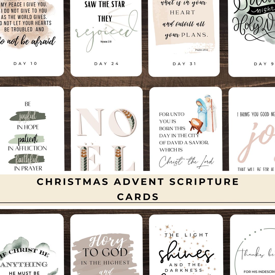 Printable Christmas Advent Scripture Cards: DIY Holiday Countdown (PDF ...