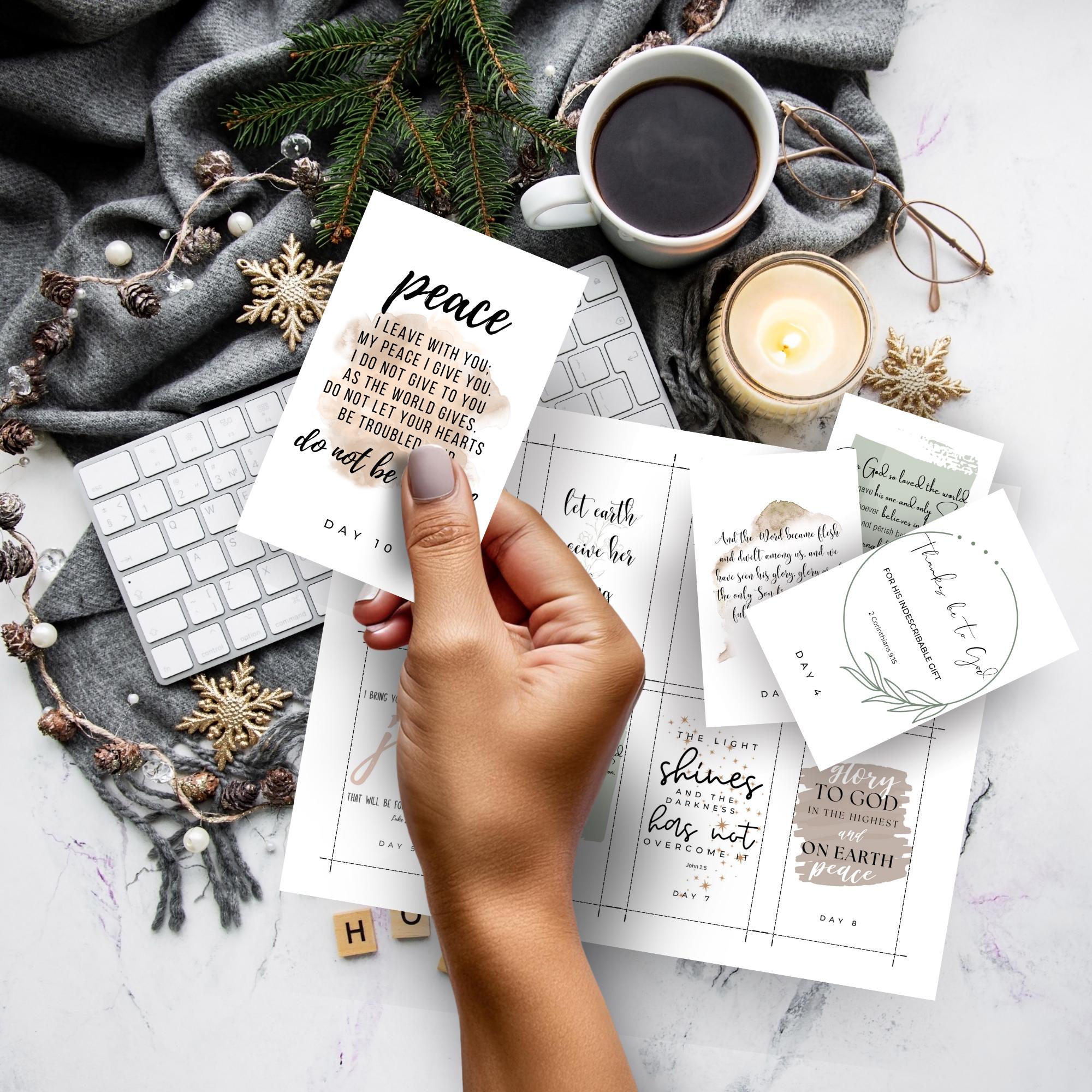 Printable Christmas Advent Scripture Cards: DIY Holiday Countdown (PDF ...