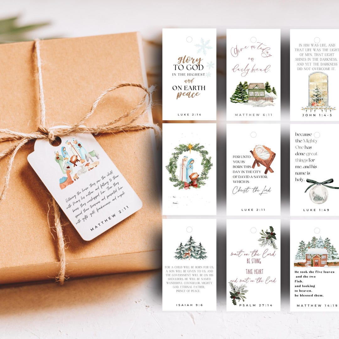 Christmas Scripture Gift Tags, Holiday Gift Tag, Bible Verse Tag ...