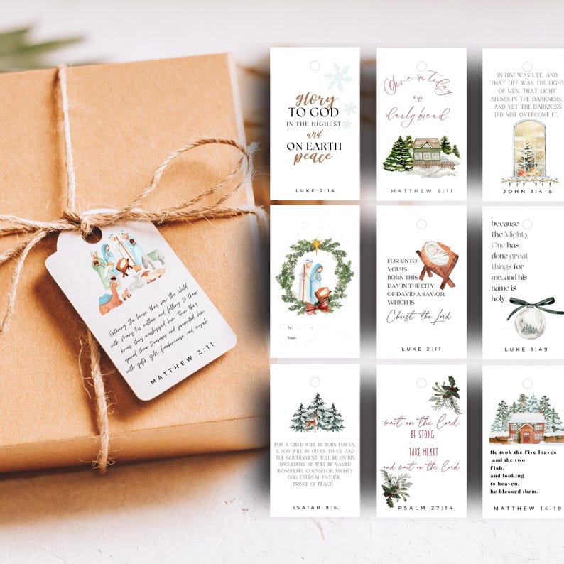 Christmas Scripture Gift Tags, Holiday Gift Tag, Bible Verse Tag ...