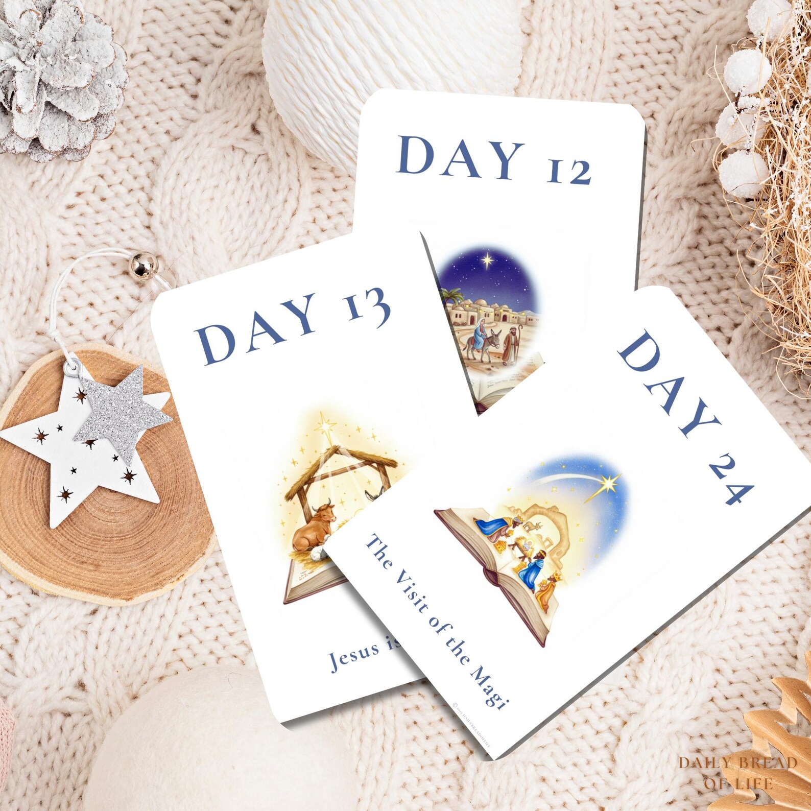 Nativity Story Advent Calendar Cards: Christian Christmas Countdown ...
