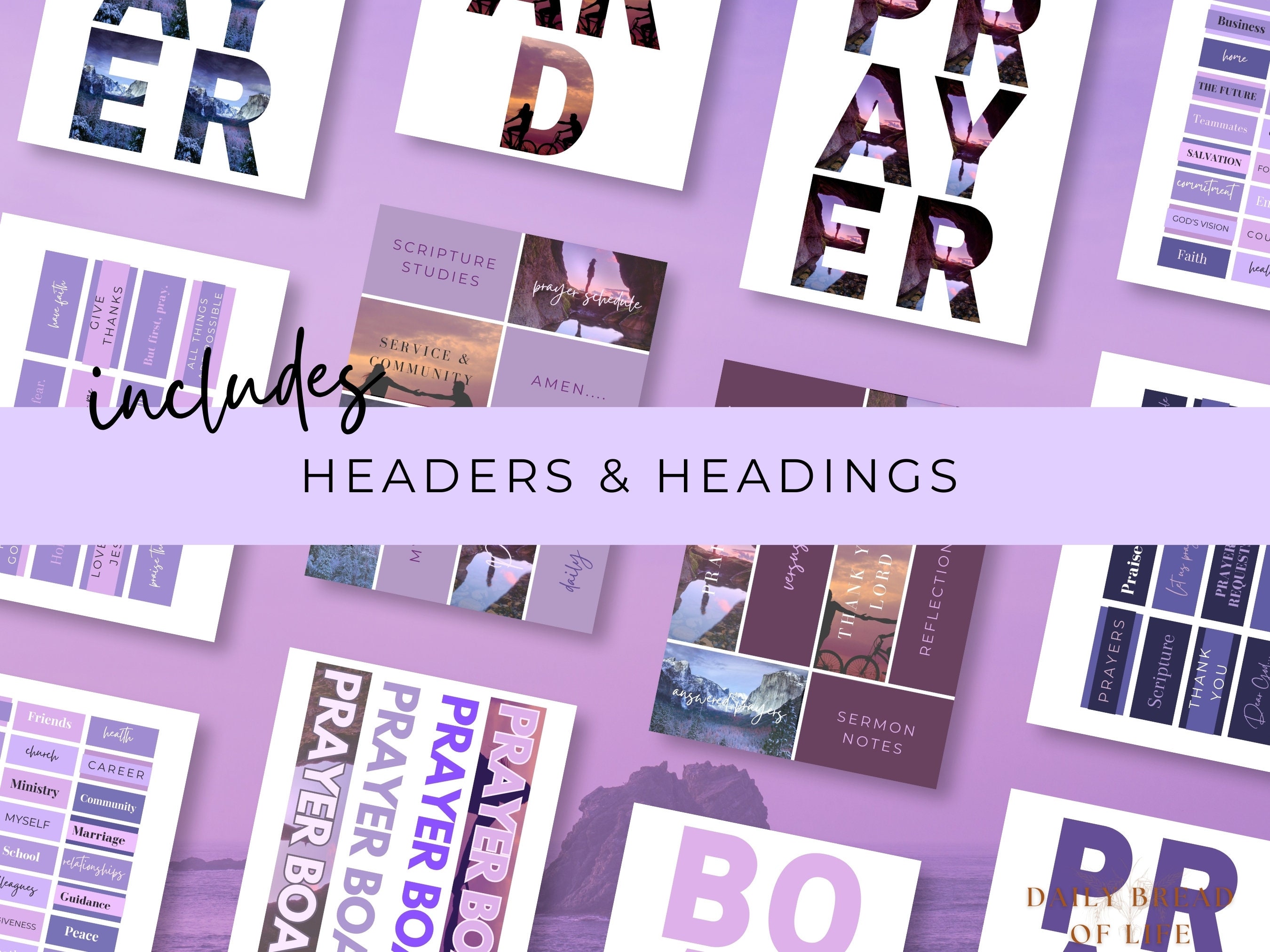 Prayer Board Kit Purple, Prayer Board Printables, Christian Wall ...