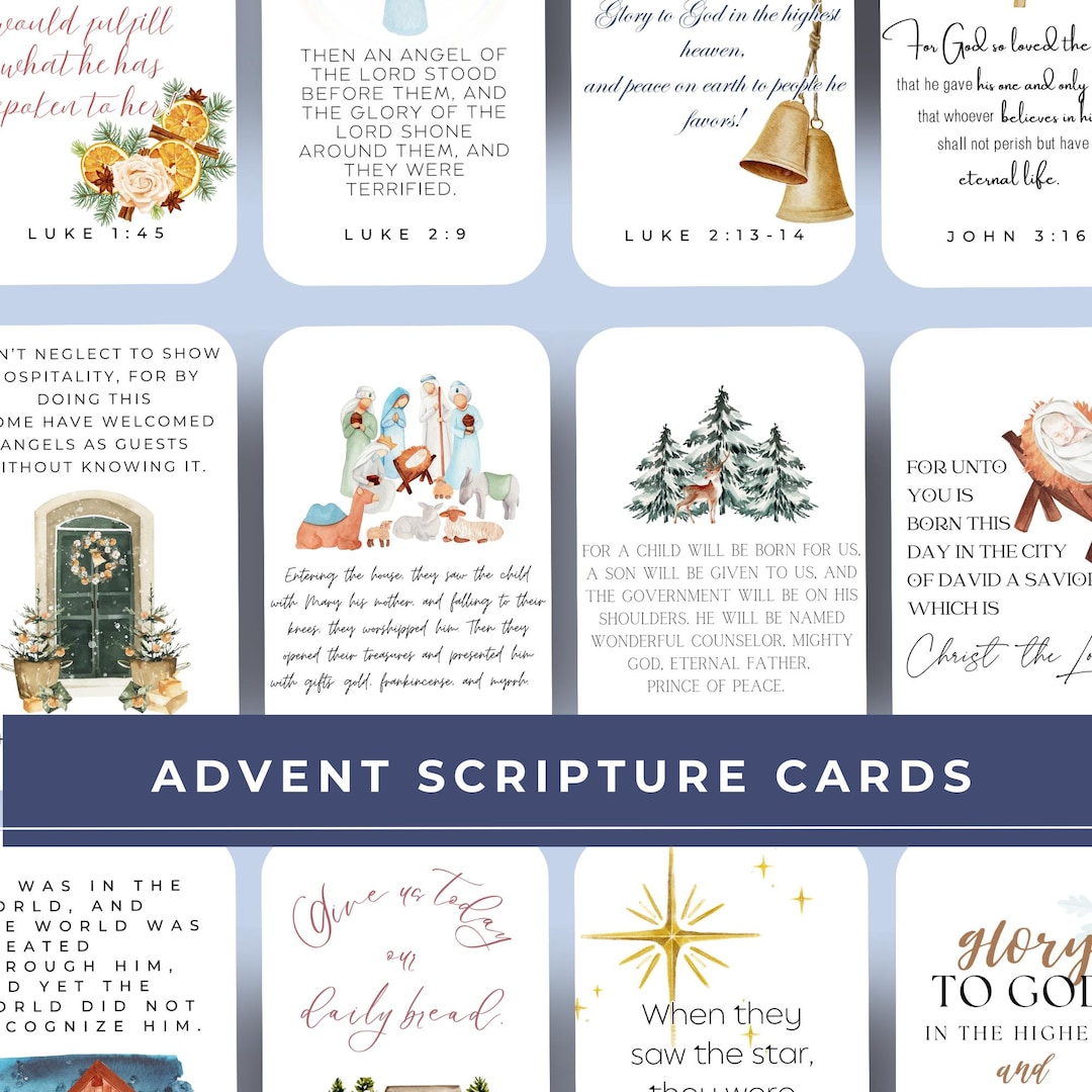 32 Advent Scripture Cards: Christian Family Christmas Countdown ...