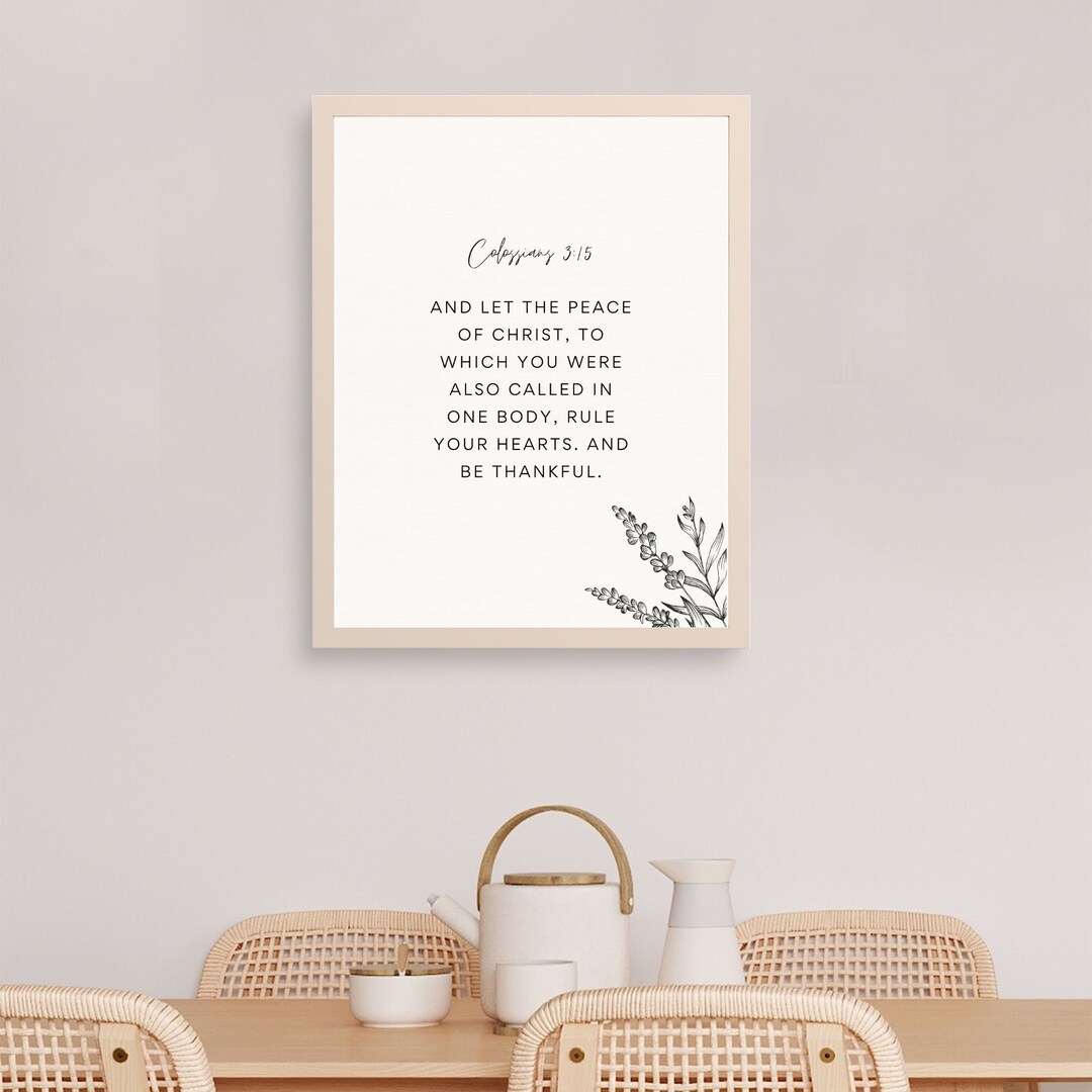 Colossians 3:15, Scripture Wall Art, Christian Home Decor, Bible Verse ...