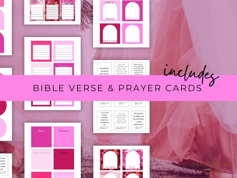 Pink Prayer Board Kit: Christian Collage, Bible Verses (digital ...