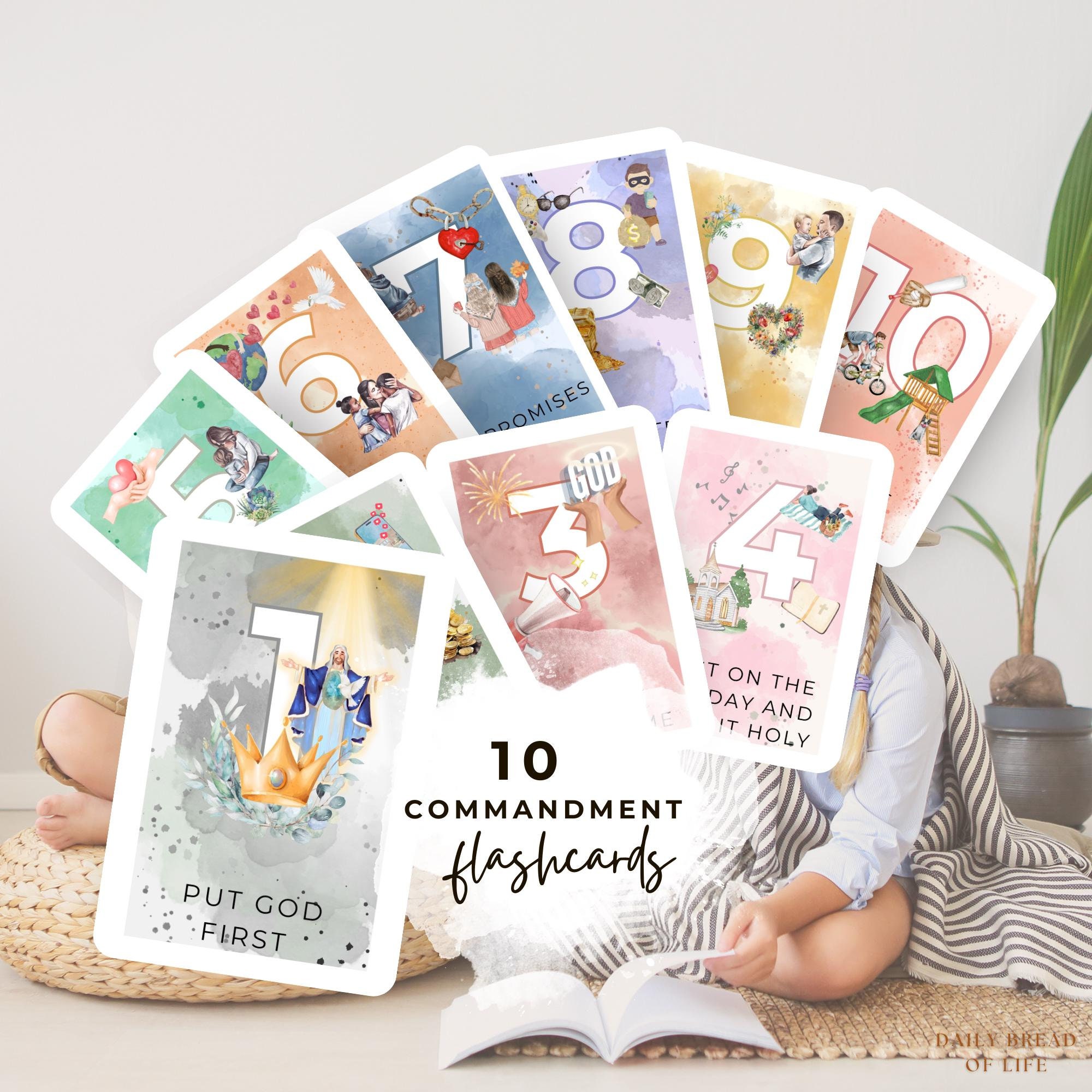 10 Tarjetas de Mandamientos para Niños, Tarjetas Flash de Estudio ...