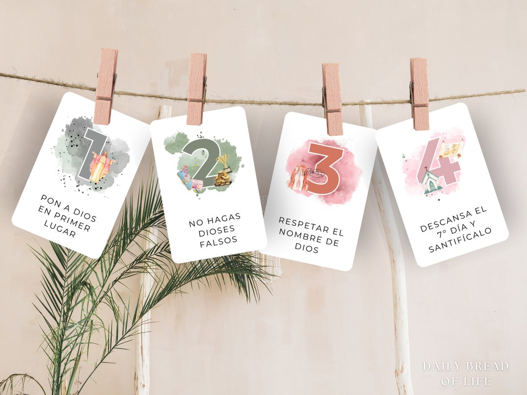10 Commandment Cards, Scripture Memory Cards for Kids, 10 Commandments ...