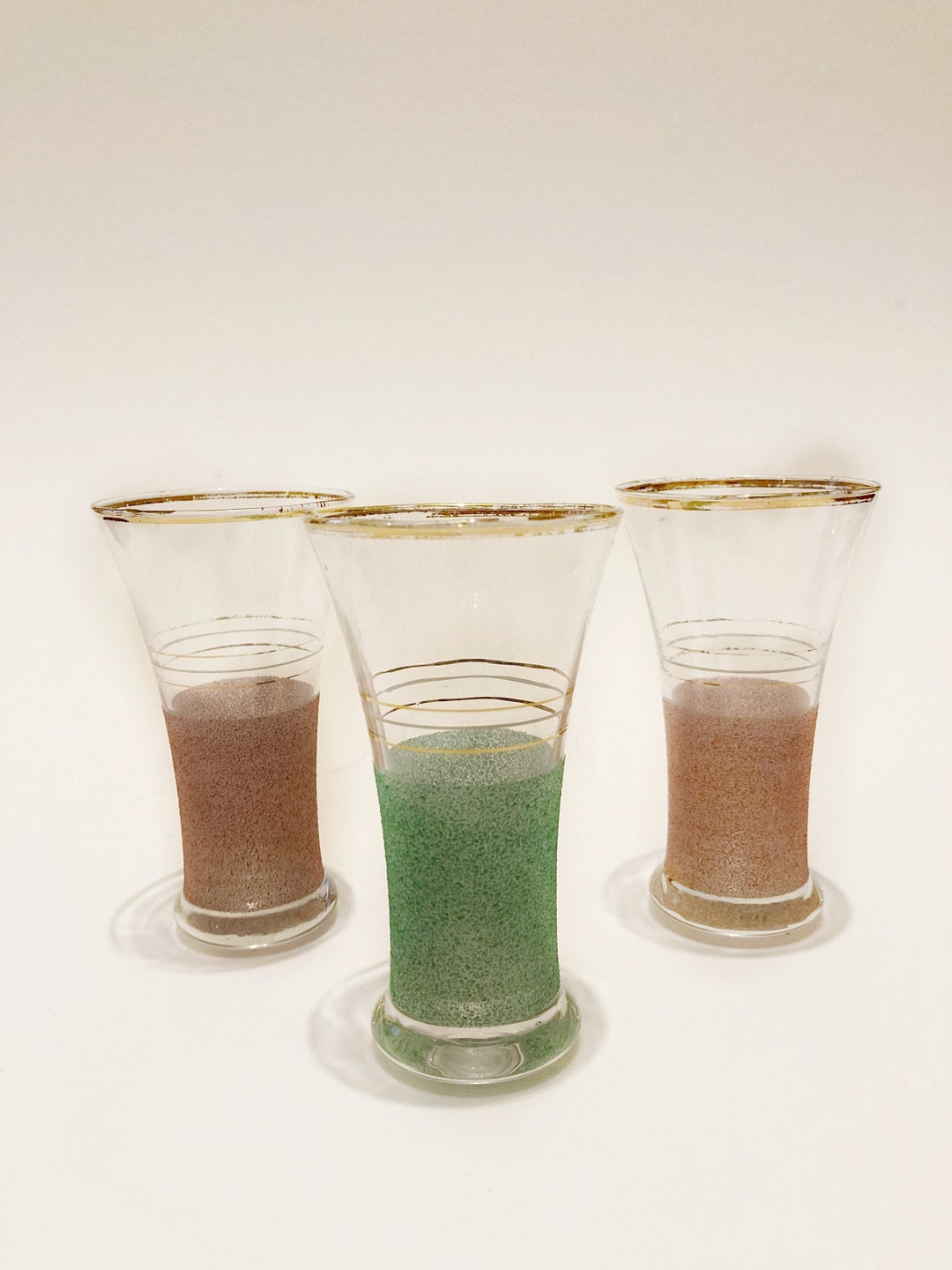 3x 50s Vintage Sugar Frosted Sherry Schooner Glasses - Etsy