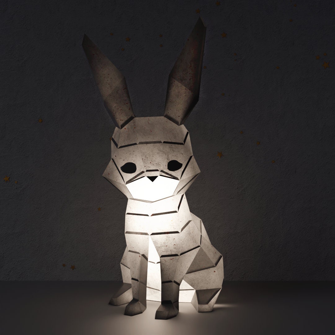 XL Rabbit Paper Night Light DIY Kit Lamp Gift for Child - Etsy