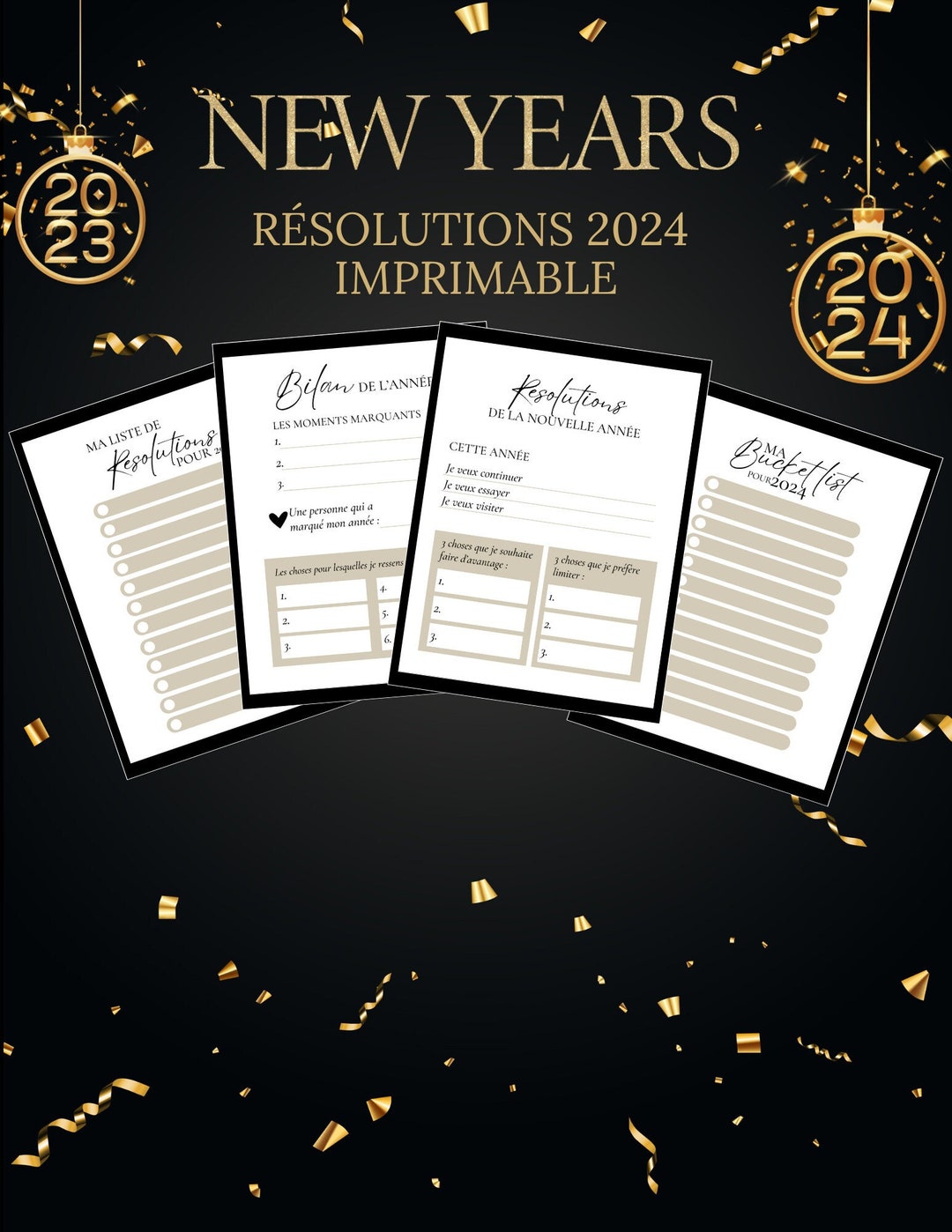 Resolutions 2023/2024 Printable french Version - Etsy