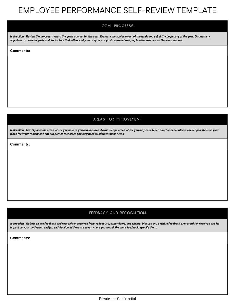 Editable Employee Performance Review Template | Printable | A4 ...