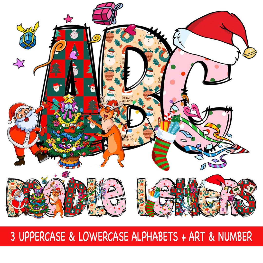 Christmas Alphabet Doodle Letters Png Bundle Christmas Doodle - Etsy