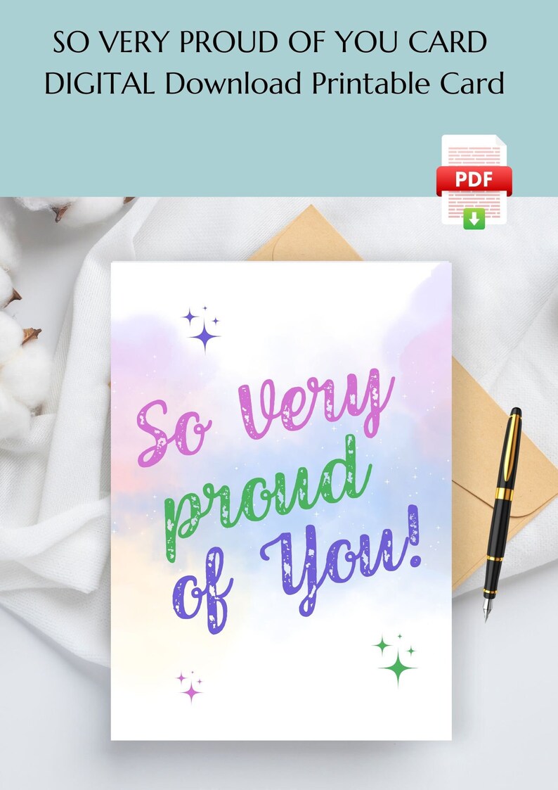 So Proud of You Card - Printable Clebrate Success and Milestones Card ...