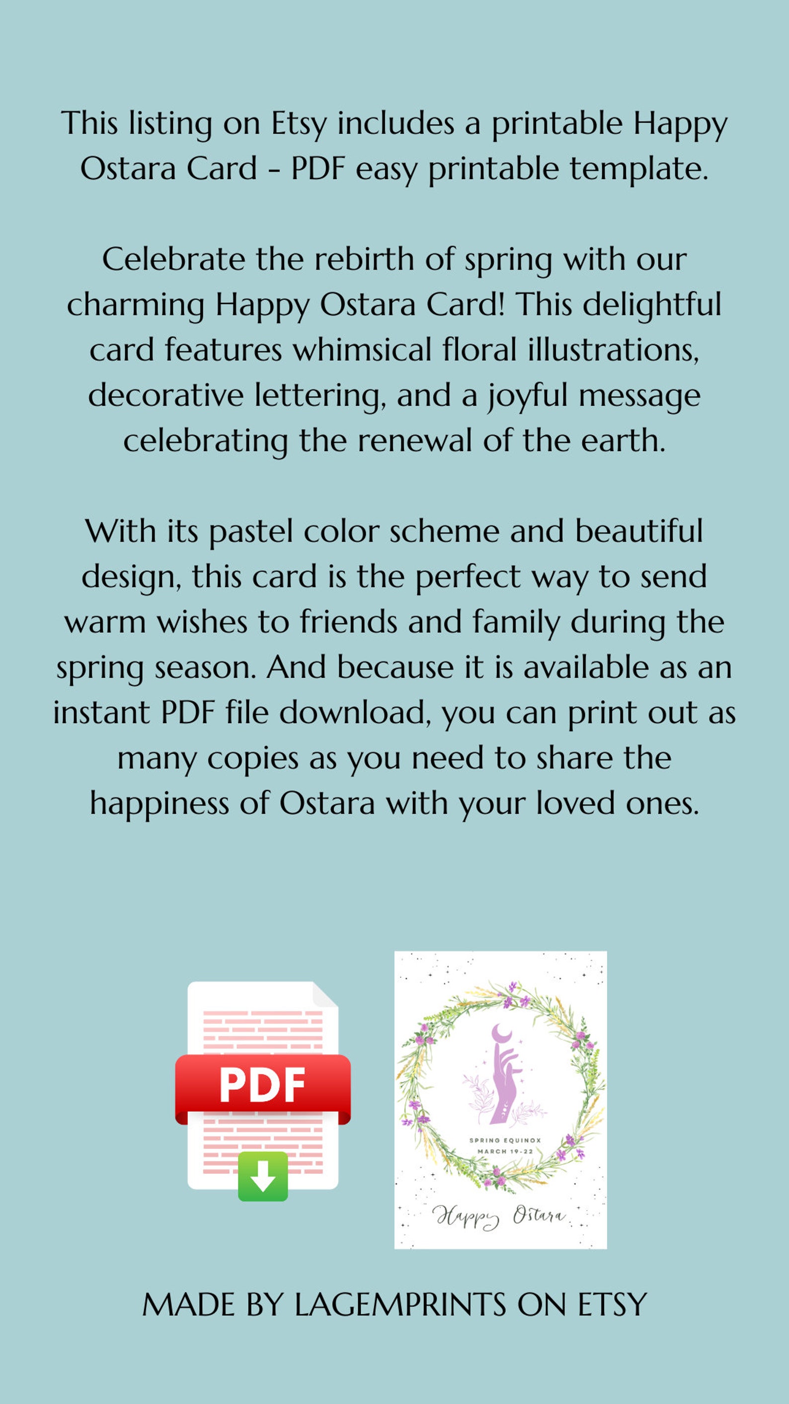 Happy Ostara Card DIGITAL Download - Printable Spring Equinox Card ...