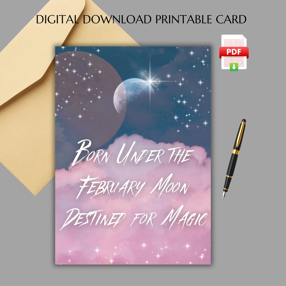 Magical Moon Birthday Card - February Witchy Birthday Card - Moon ...