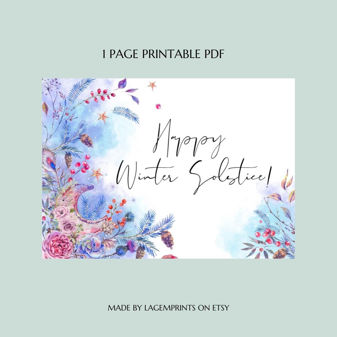 Happy Winter Solstice Card - Instant Download | Magical Winter Holiday ...