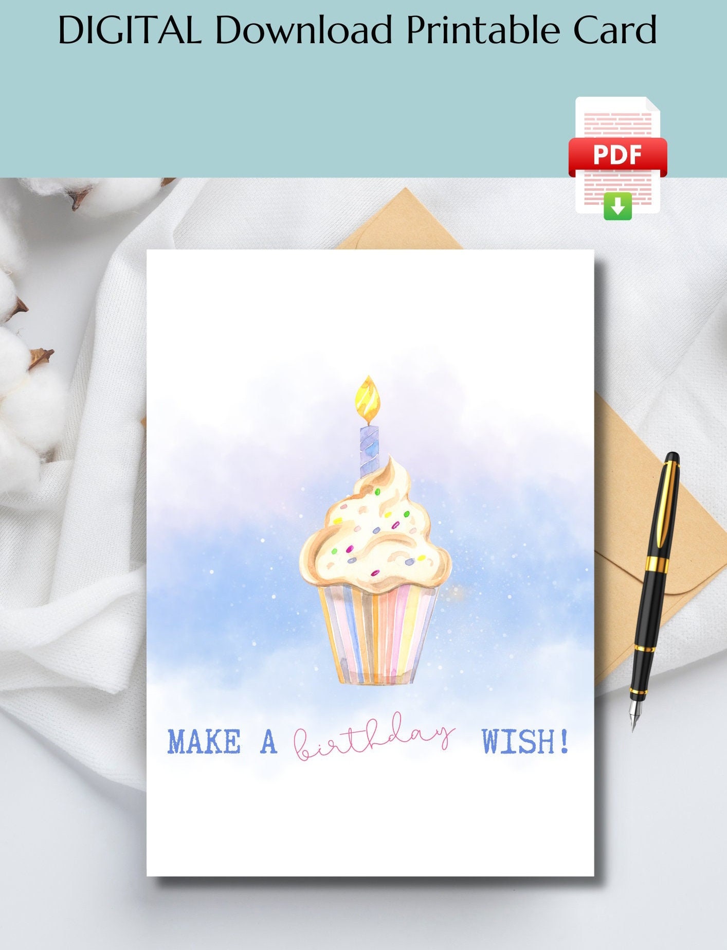 Make a Birthday Wish Printable Birthday Card Printable Happy Birthday ...