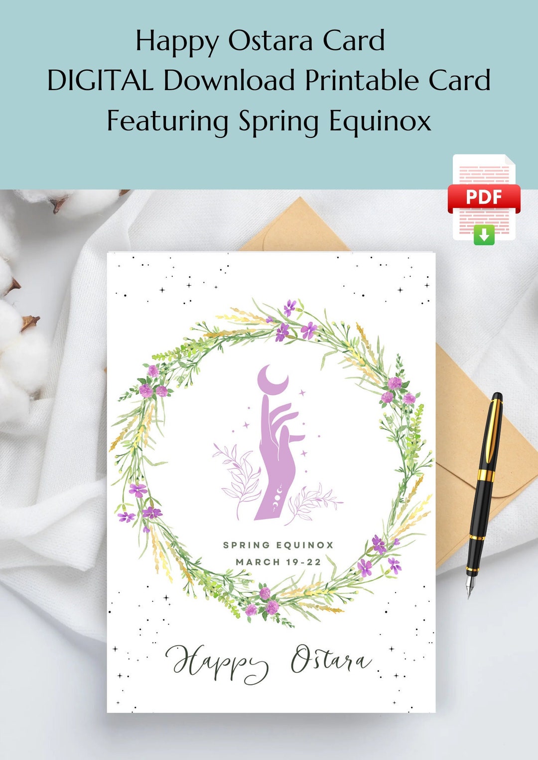 Happy Ostara Card DIGITAL Download - Printable Spring Equinox Card ...