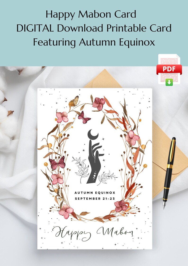 Happy Mabon Card DIGITAL Download - Printable Autumn Equinox Card ...