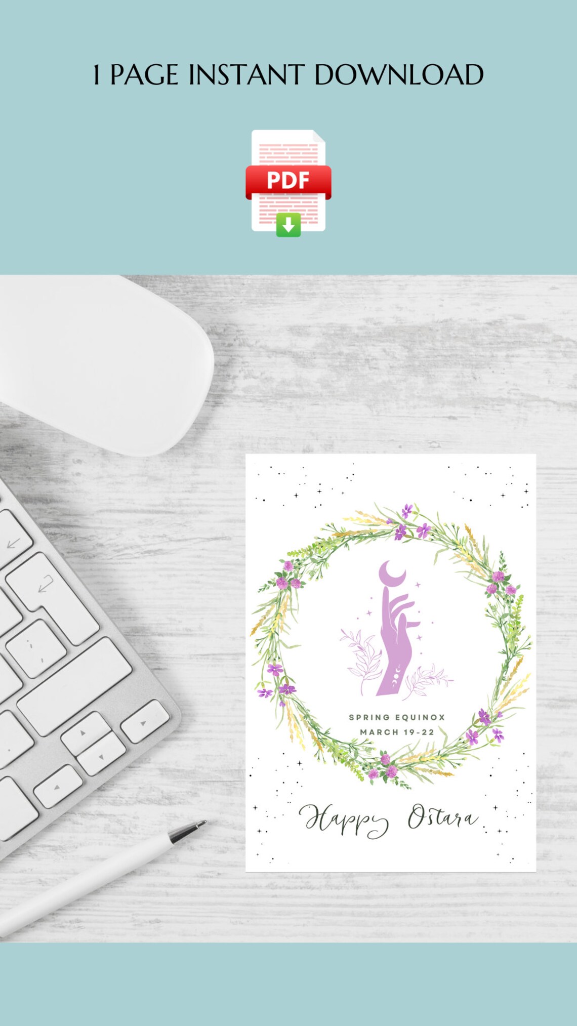 Happy Ostara Card DIGITAL Download - Printable Spring Equinox Card ...