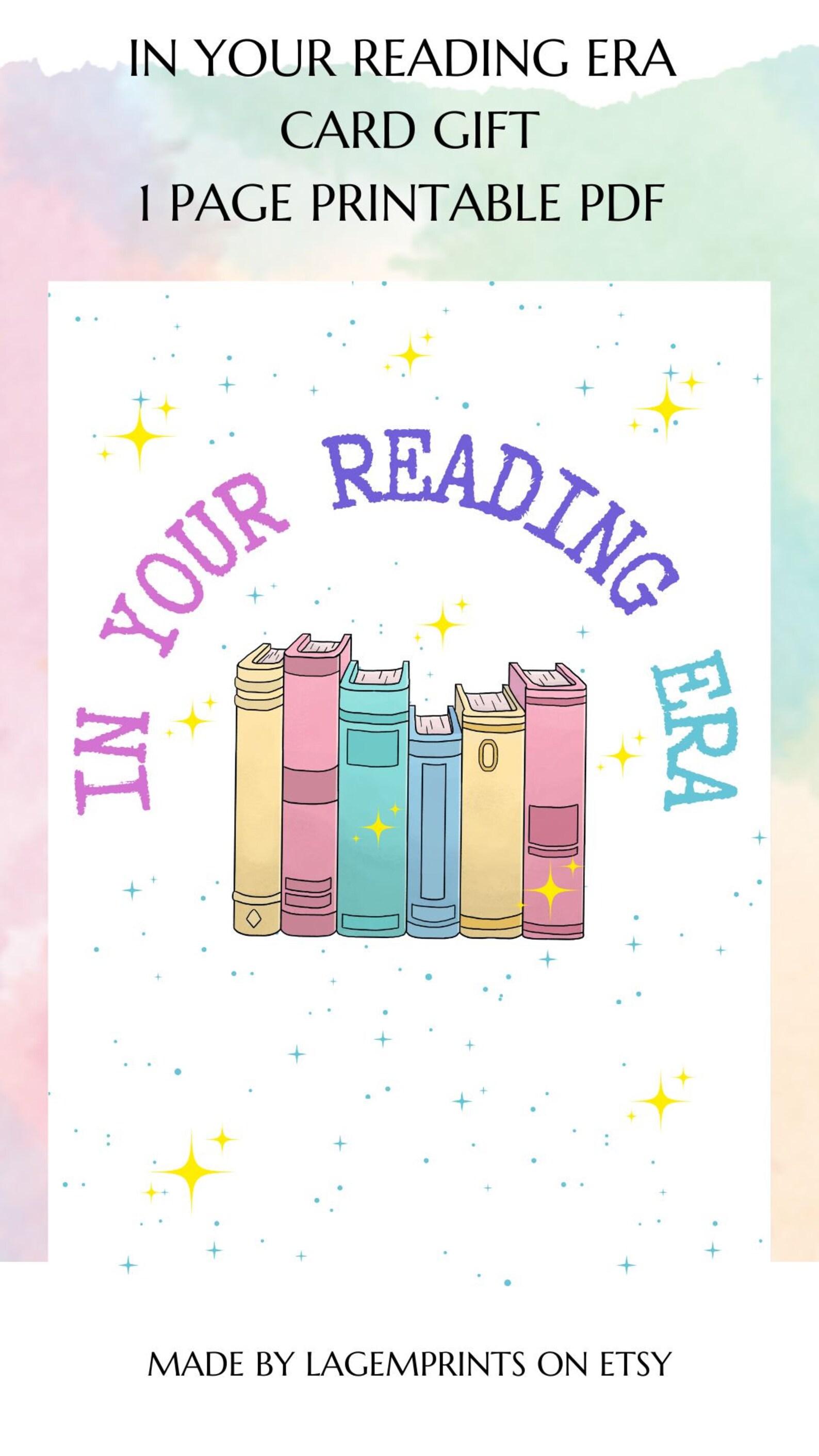In Your Reading Era Card DIGITAL Download - Printable Bestie Book Lover ...
