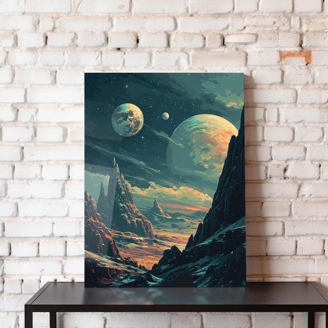 Space Metal Poster Sci-fi Landscape Print Planets 8x10 12x16 16x20 - Etsy