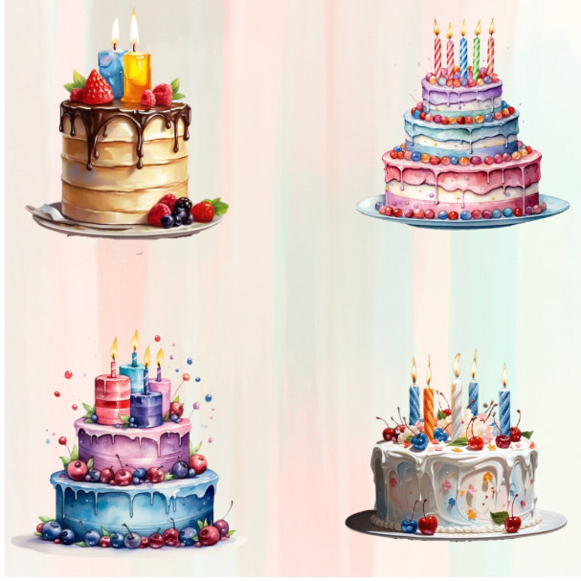 Birthday Cake Clipart Bundle, Birthday Cake Clipart High Quality PNG ...