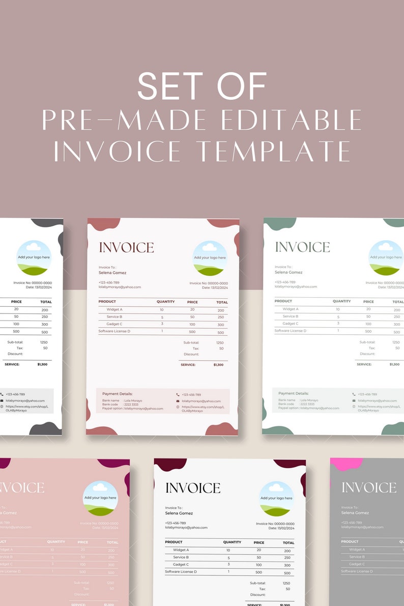 Invoice Editable Template,printable Easy Edit Order Form Invoice ...