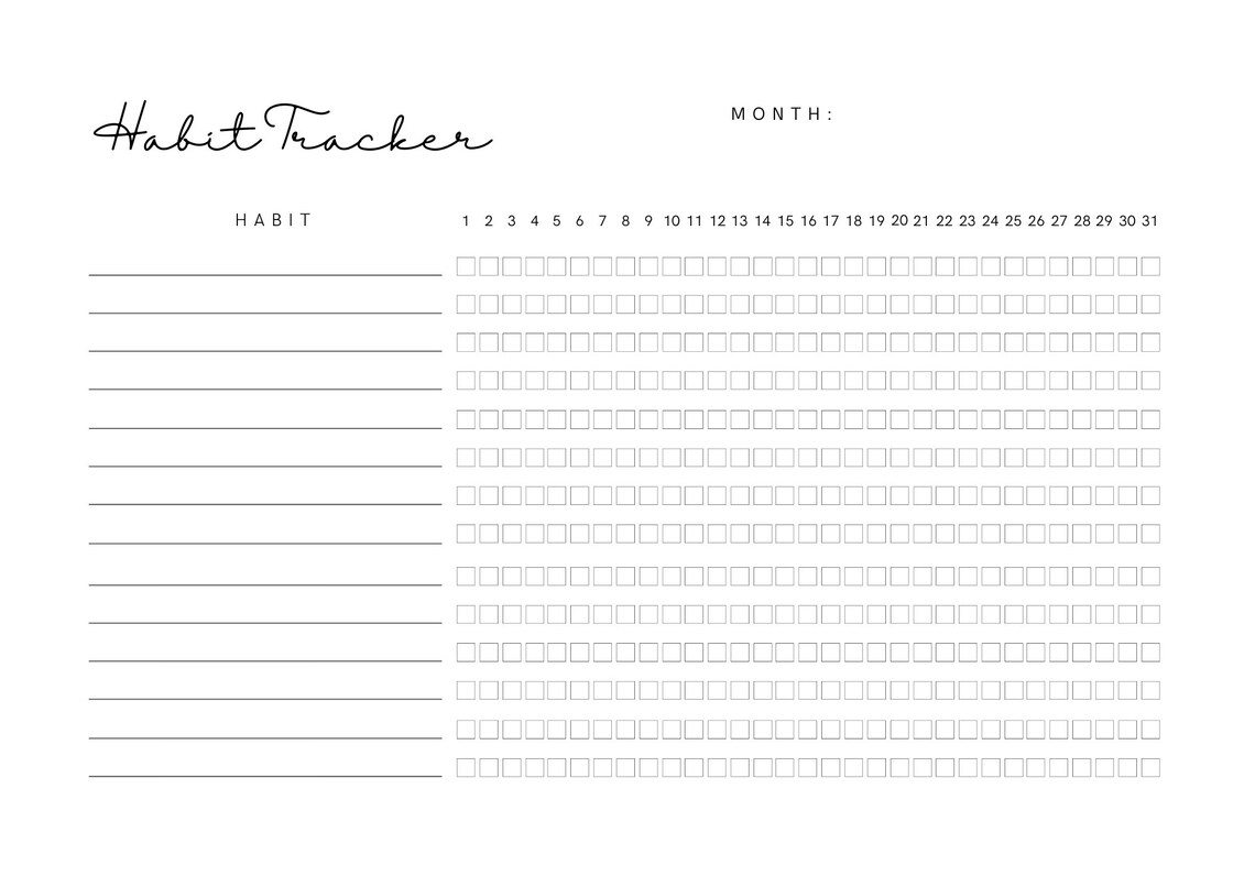 Printable Undated Monthly Habit Tracker - Etsy