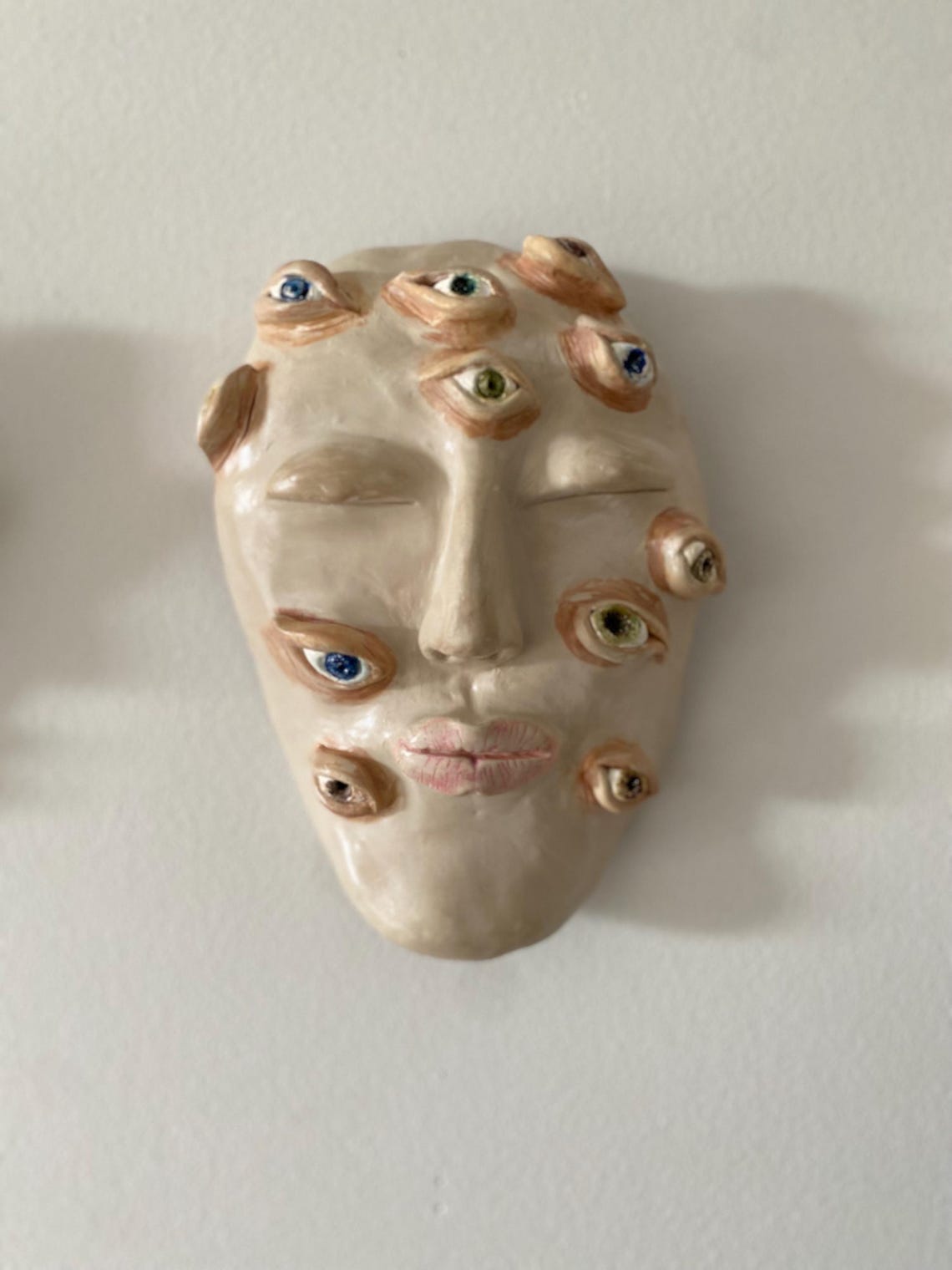 Handcrafted Wall Decor Mask-clay Painted Acrylic Colour – Multi-eye ...
