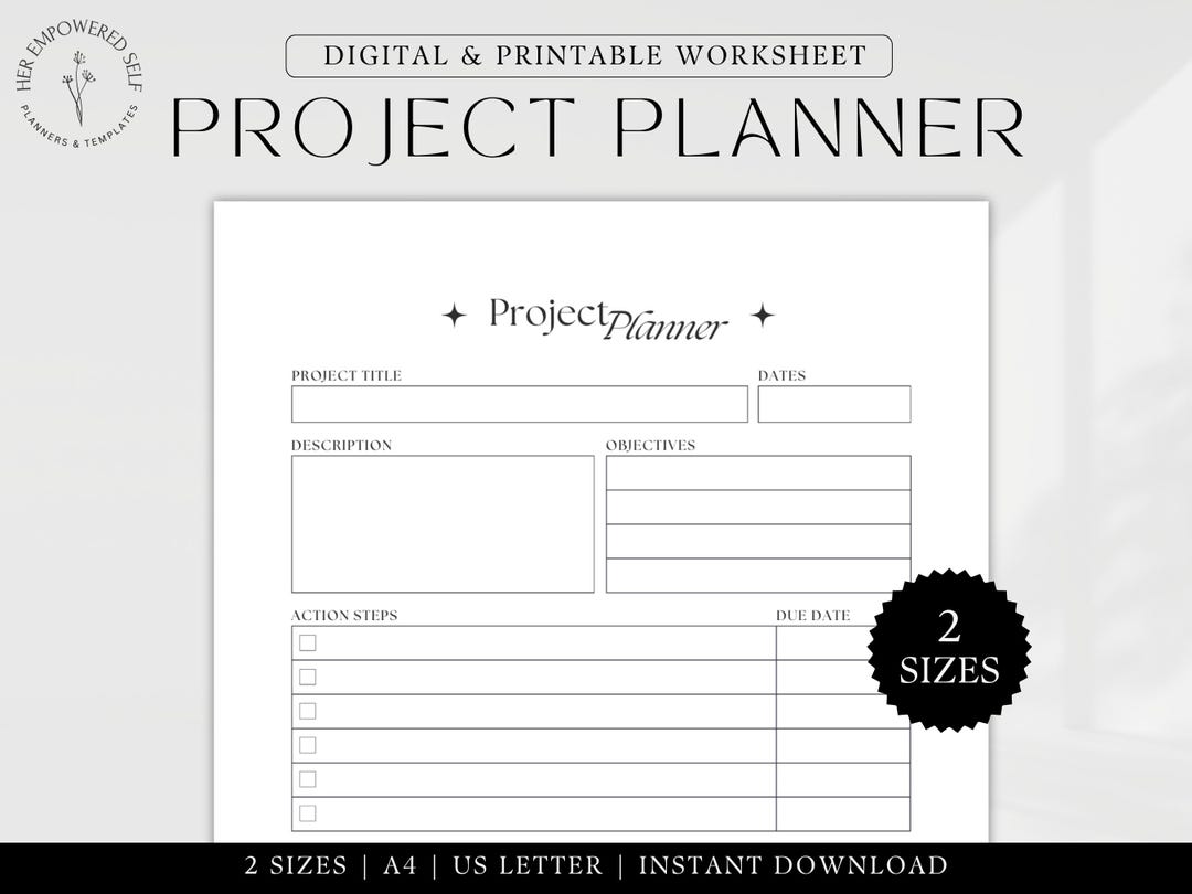 Work Project Planner Printable Worksheet Goal Setting Projects Planning ...