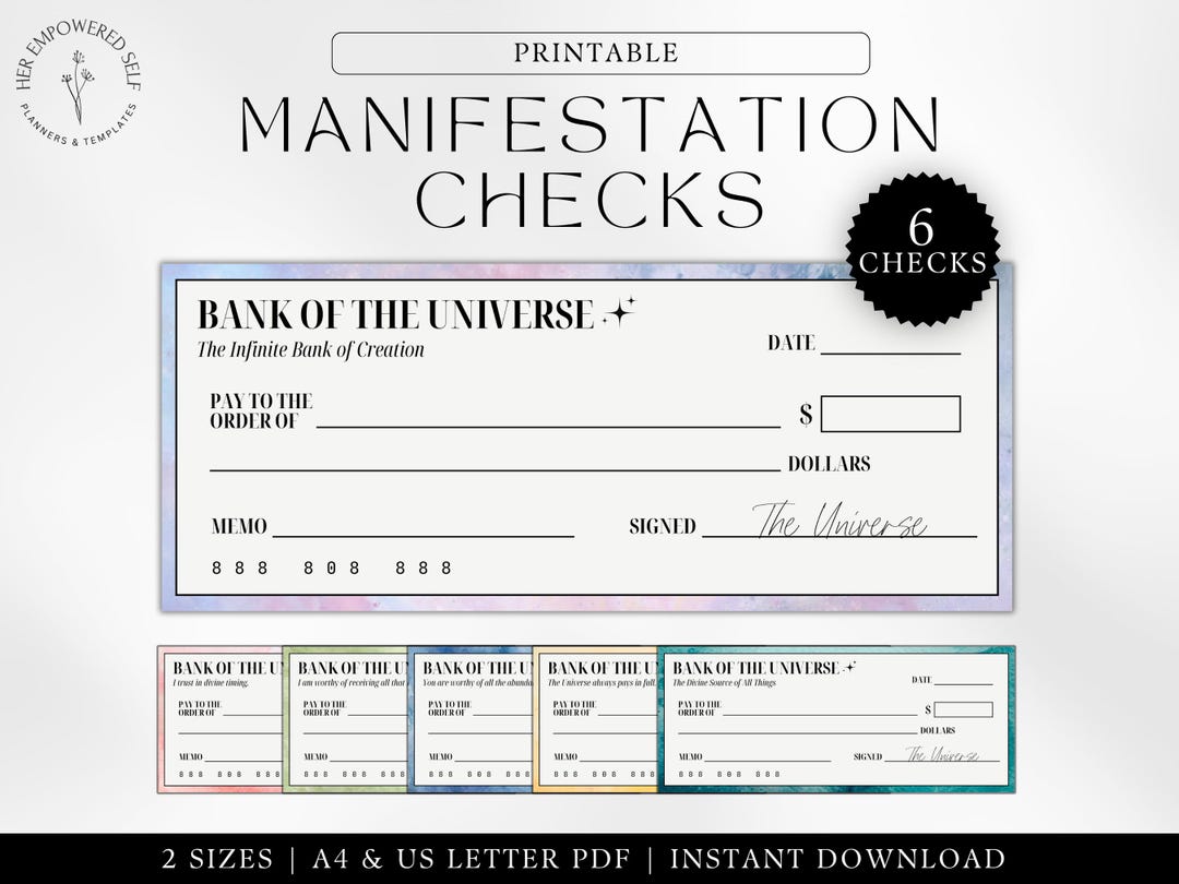Manifestation Check Printable Abundance Check Money Manifestation ...