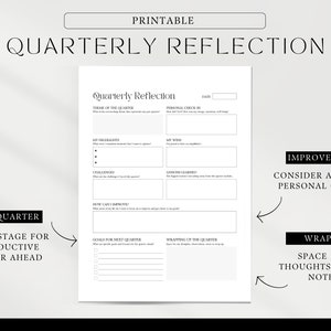 Quarterly Review Printable - Quarter Reflection - Quarterly Planner ...