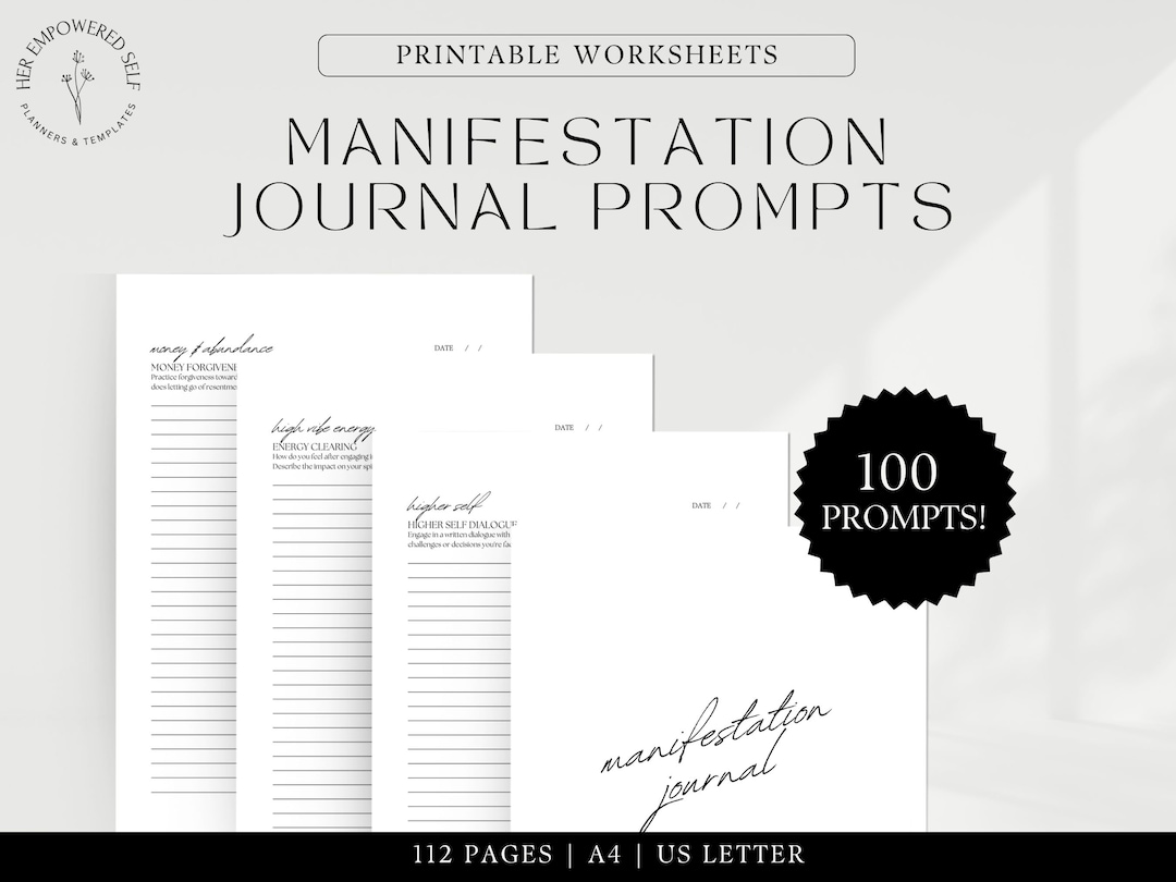 Manifestation Journal Prompts for Self Reflection Worksheet Law of ...