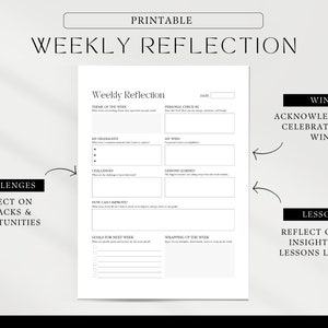Weekly Review Printable - Weekly Reflection - Weekly Planner - Self ...