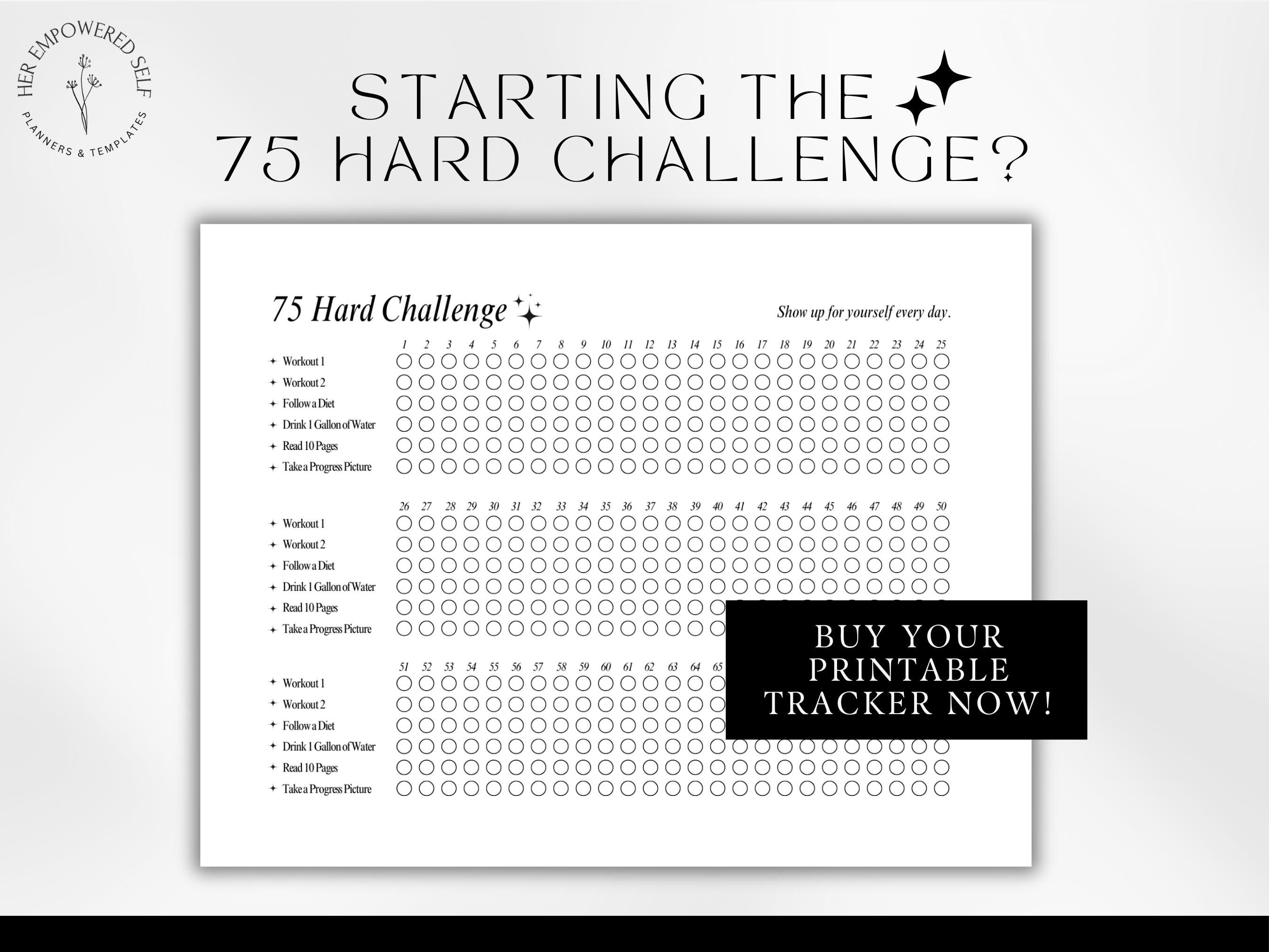 75 Hard Tracker Printable PDF Aesthetic Minimalist 75 Hard Template ...