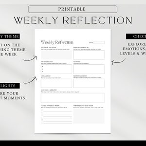 Weekly Review Printable - Weekly Reflection - Weekly Planner - Self ...