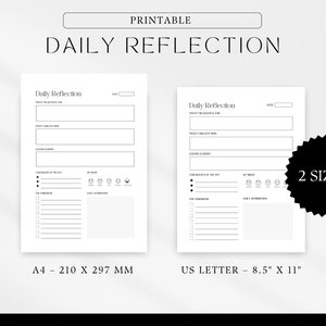 Daily Review Worksheet - Evening Reflection Printable - End of Day ...