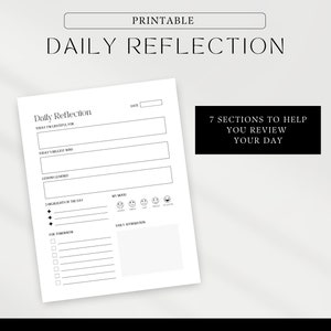 Daily Review Worksheet - Evening Reflection Printable - End of Day ...