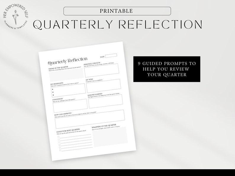 Quarterly Review Printable - Quarter Reflection - Quarterly Planner ...