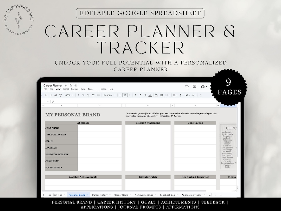 Career Planner Template Google Sheets Job Tracker Professional ...