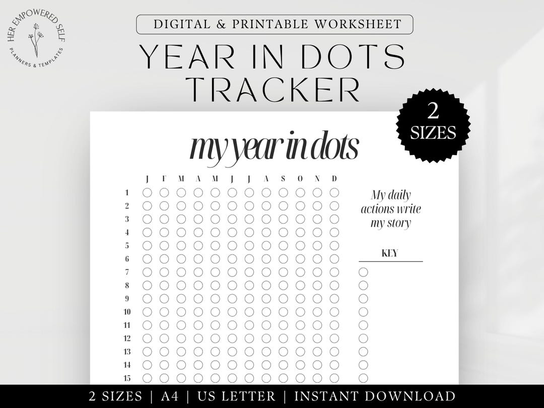 Year in Dots Journal Printable Year in Pixels Tracker Daily Tracker ...